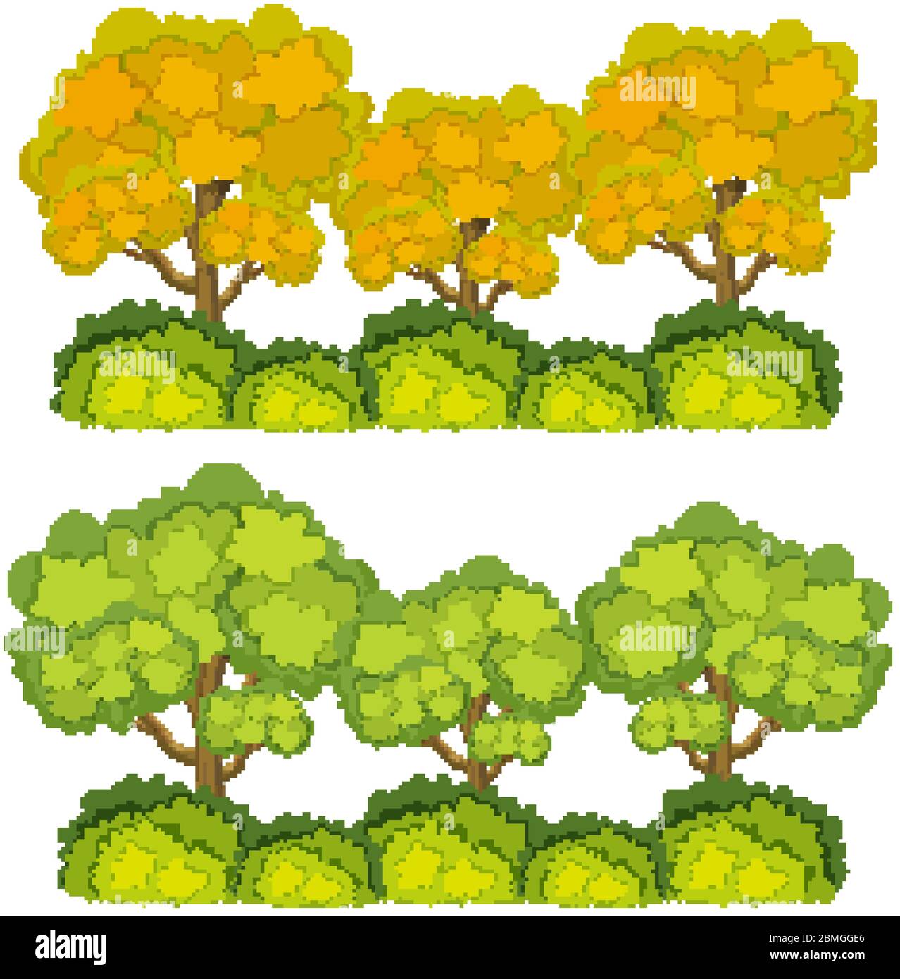 Big green trees on white background illustration Stock Vector Image ...