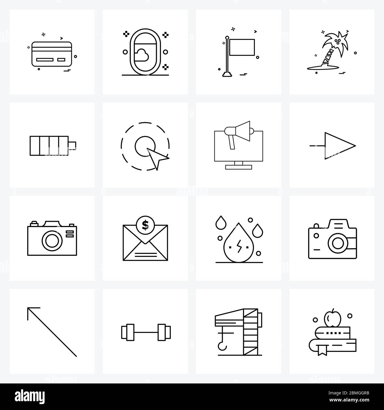 16 Universal Line Icon Pixel Perfect Symbols of nature, tree, plane ...