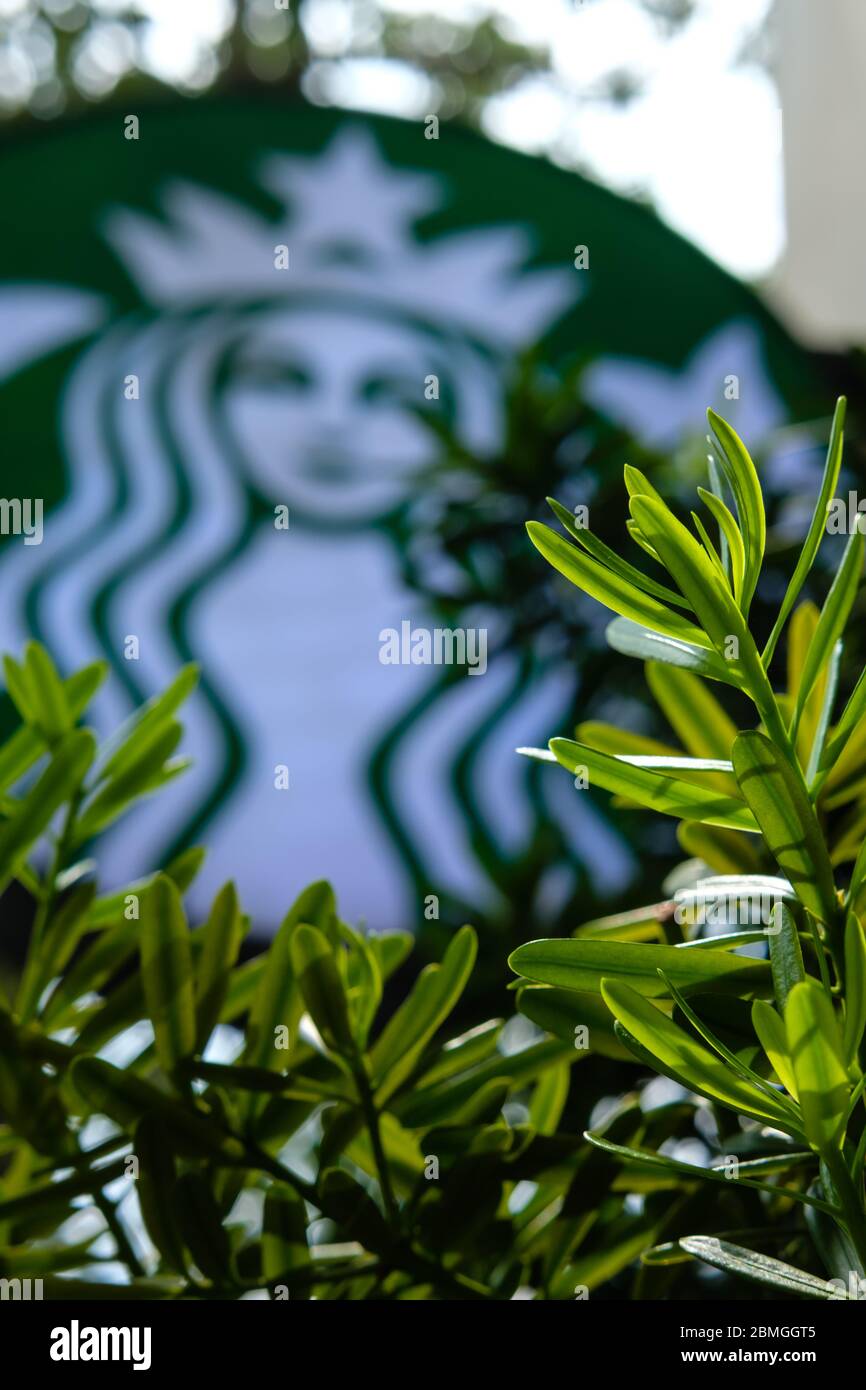 Bangkok, Thailand - October 3, 2018: Blur image of Starbuck coffee shop ...