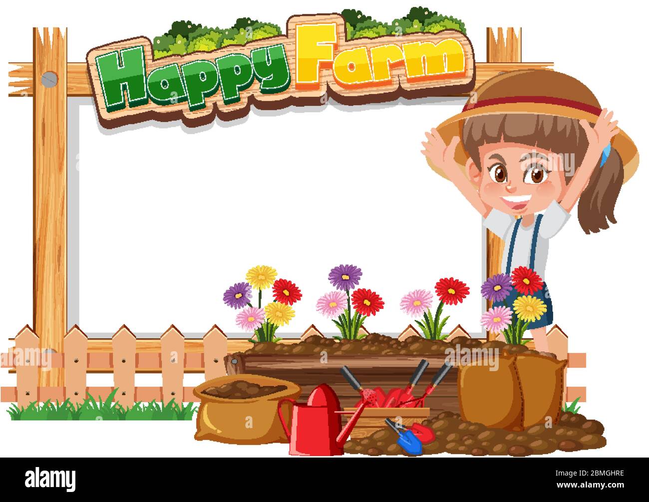 Border frame template with gardening theme background illustration ...