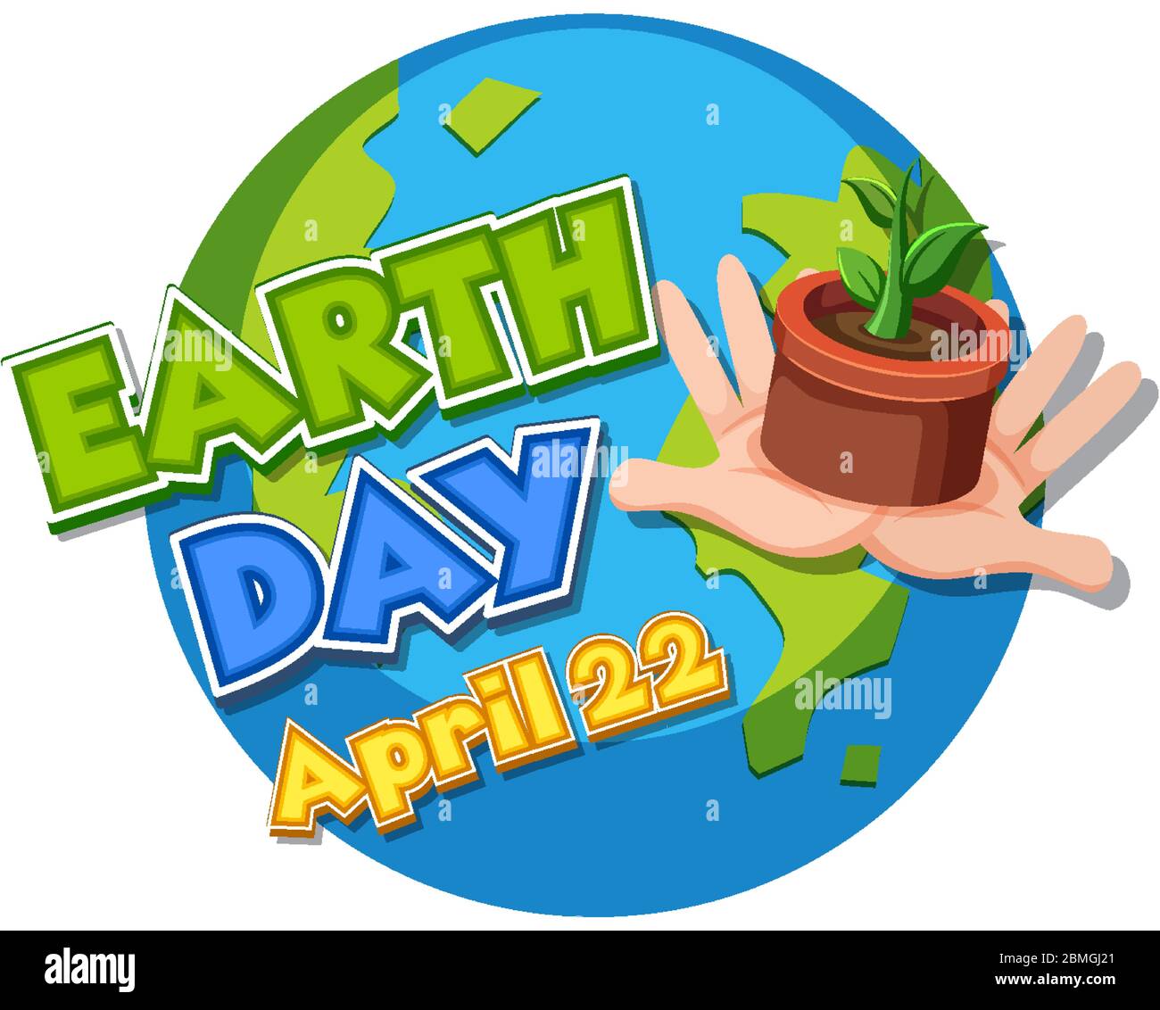 Poster design for happy earth day with green plant on earth ...