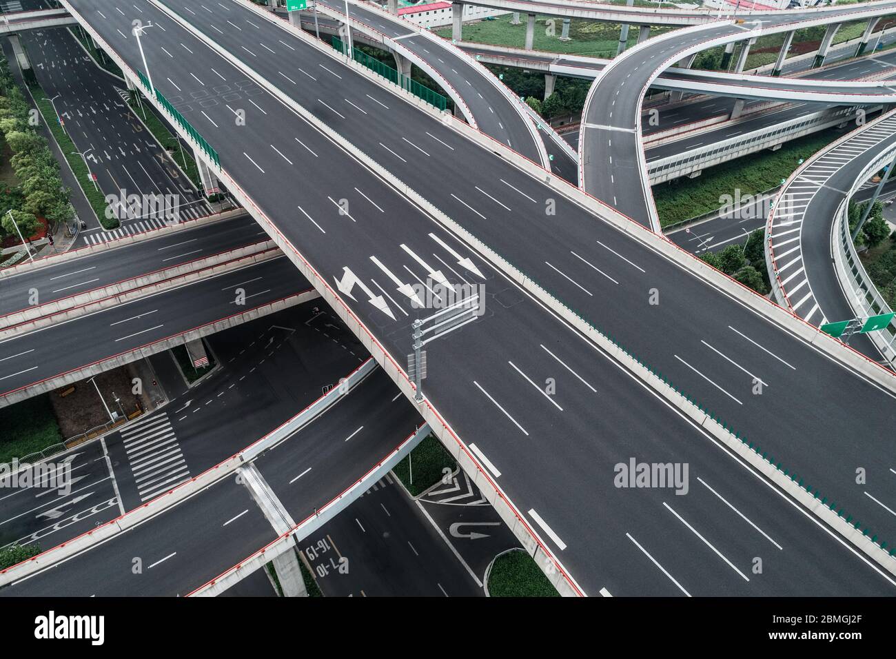 Aerial view of highway and overpass in city Stock Photo - Alamy