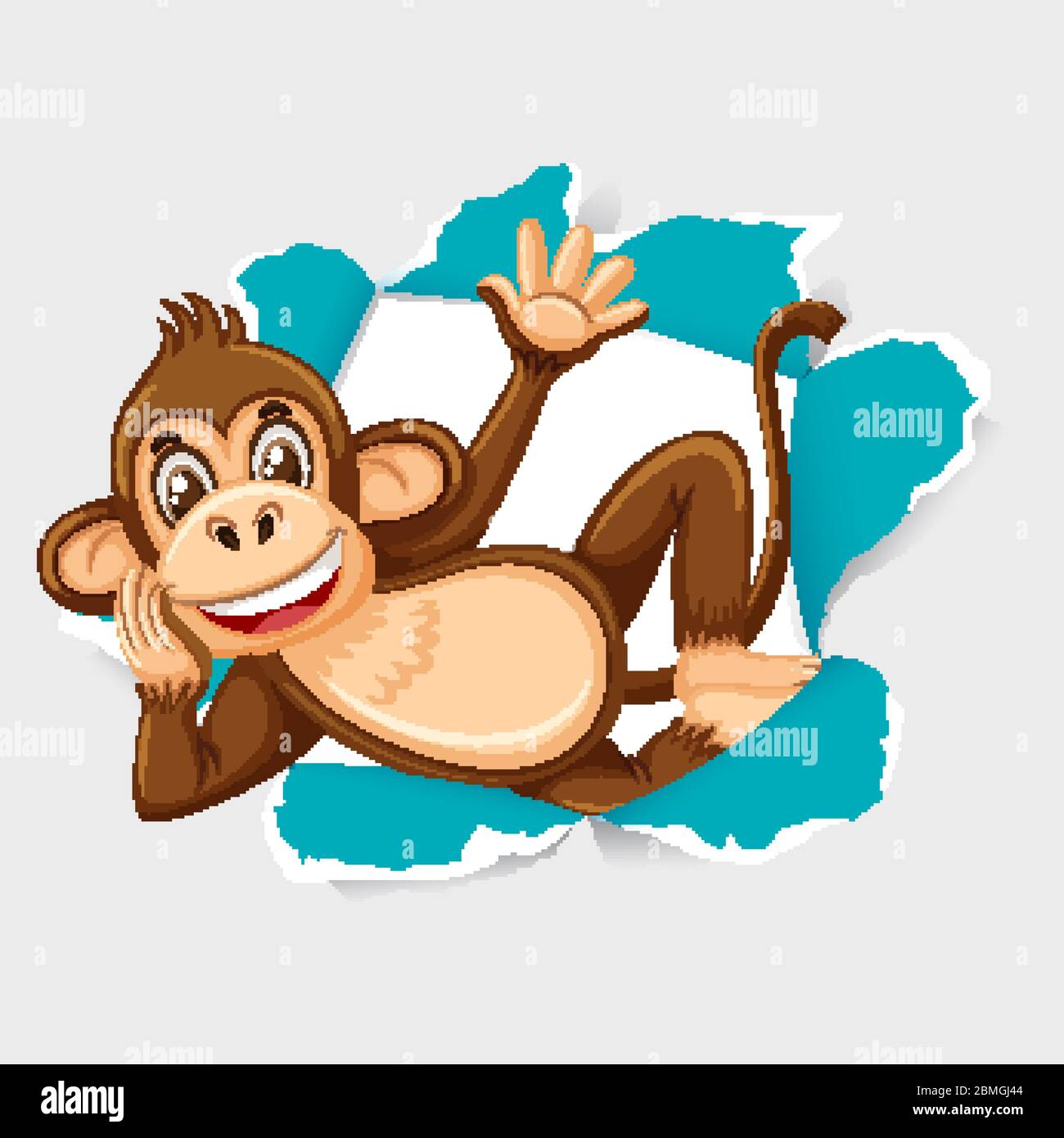 Background template design with wild monkey on gray paper illustration ...