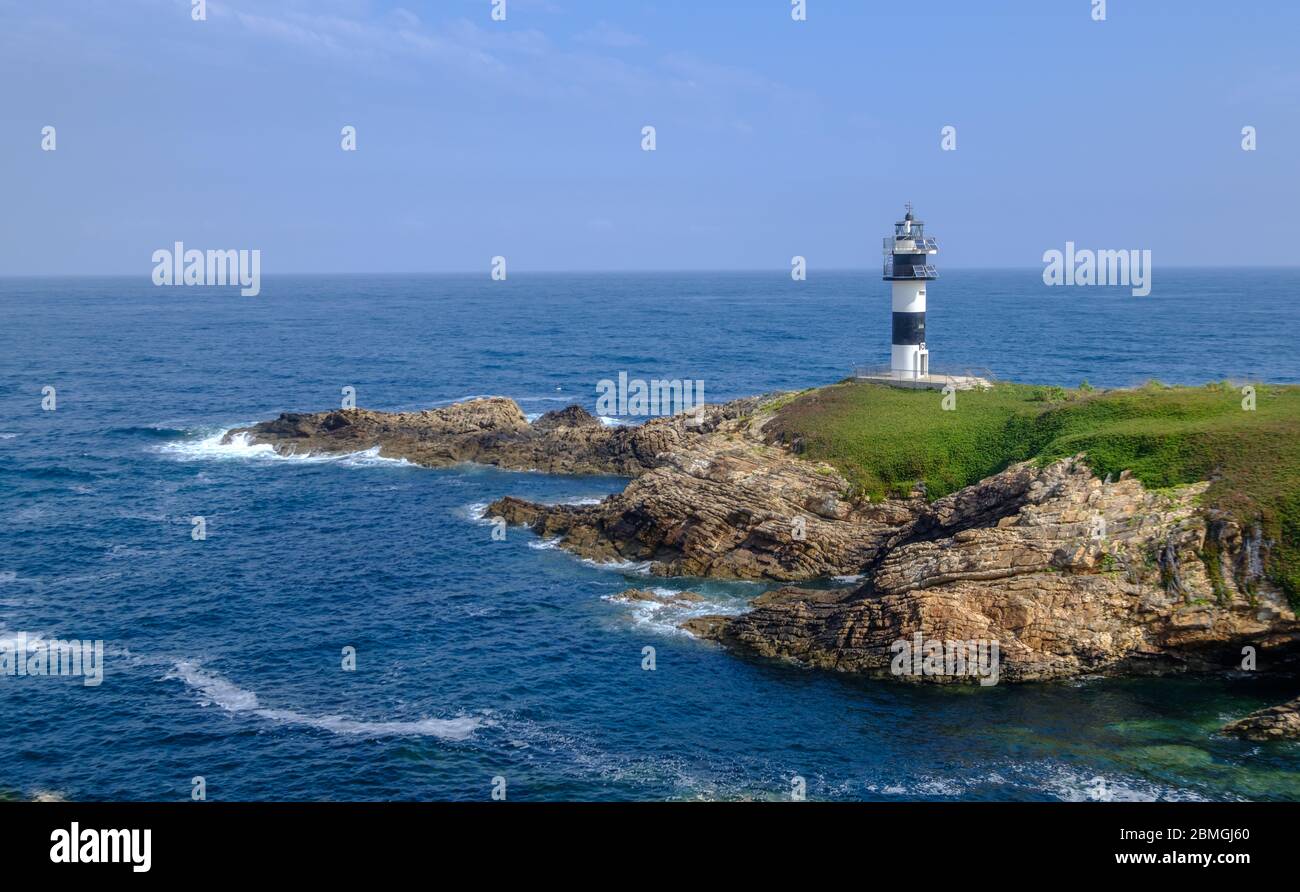 The Pancha island lighthouse Cantabrian Sea Ribadeo Galicia Spain Stock ...
