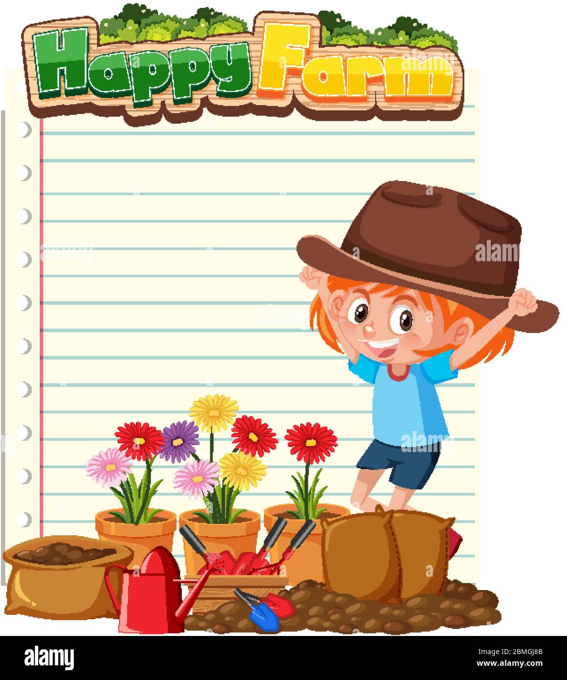 Border frame template with gardening theme background illustration ...