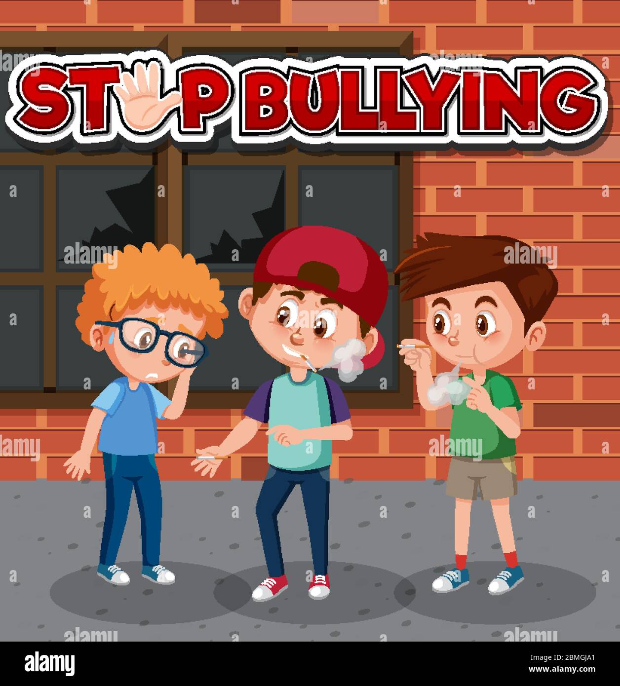 Stop domestic violence font design with kids bullying friend ...