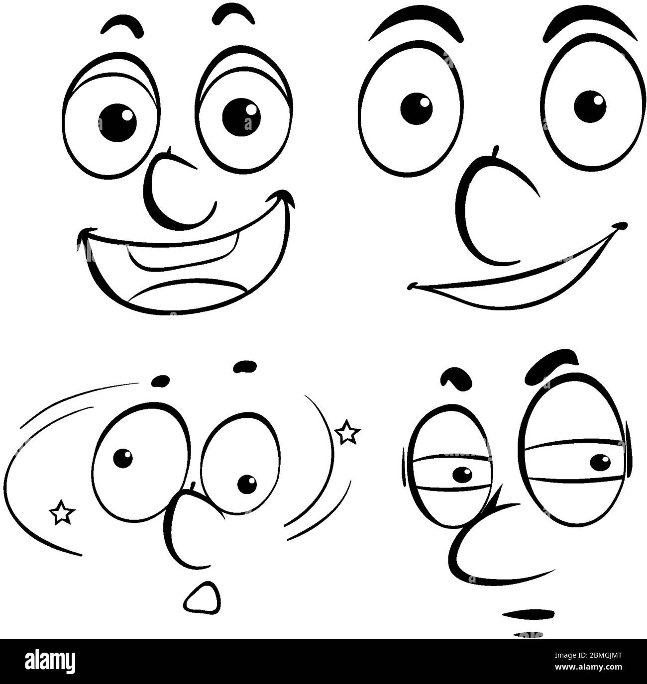 Human faces with different facial expressions illustration Stock Vector ...