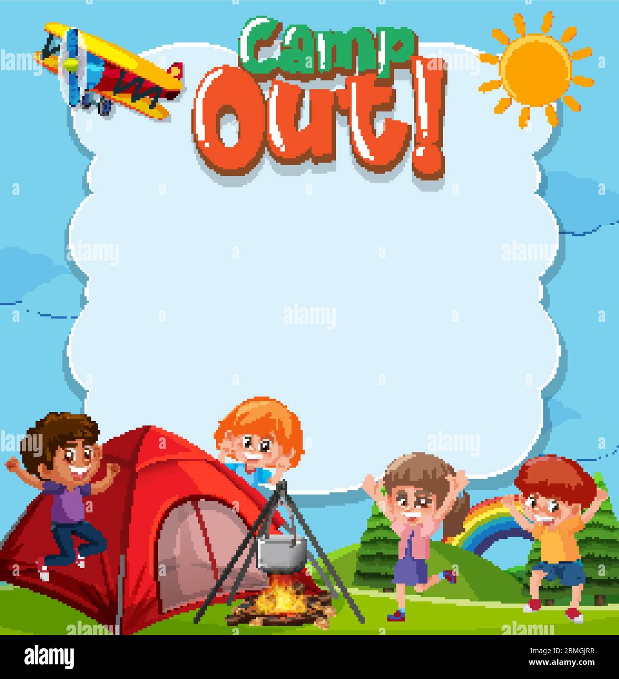Background template with camping theme illustration Stock Vector Image ...