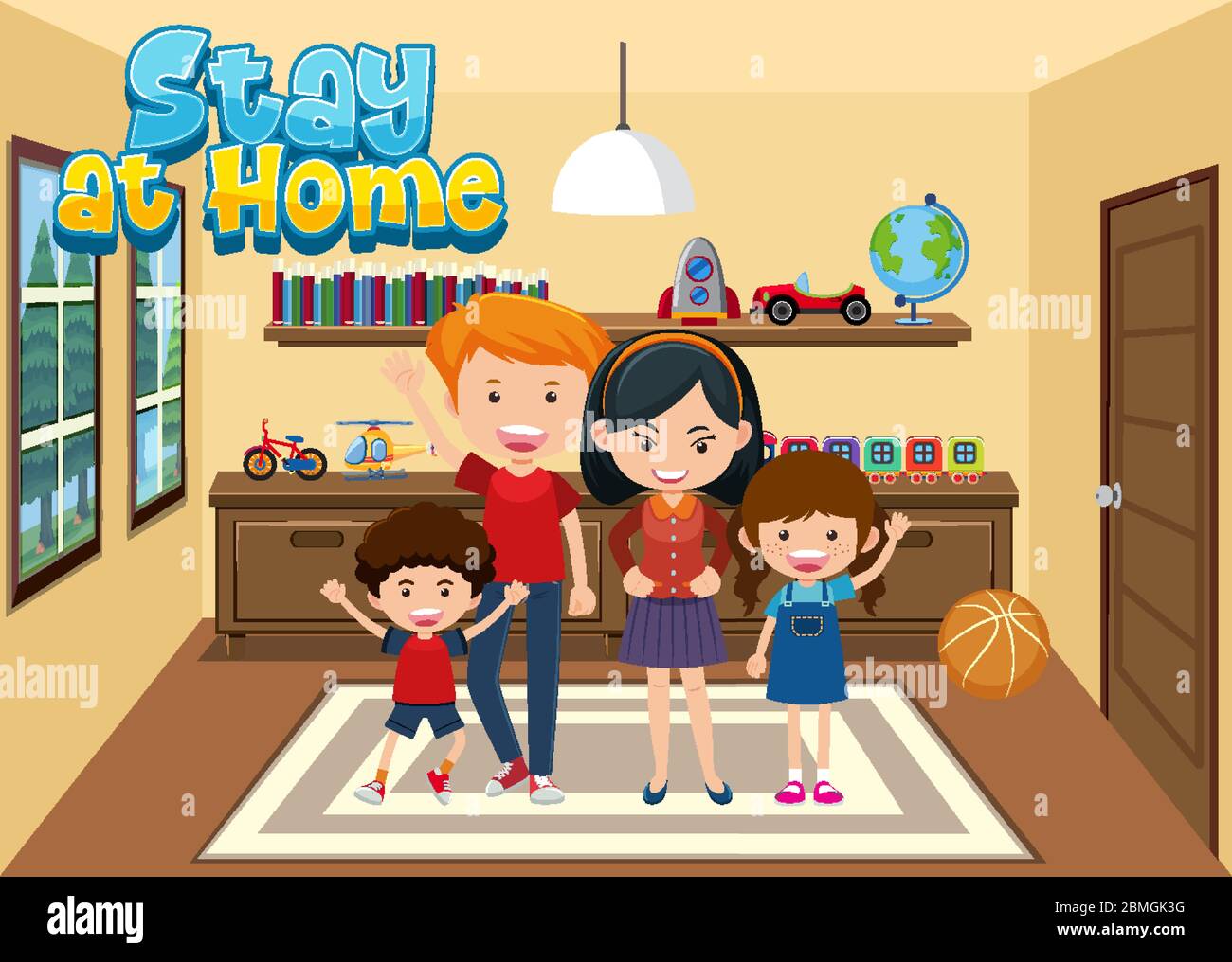Kids staying home Stock Vector Images - Alamy