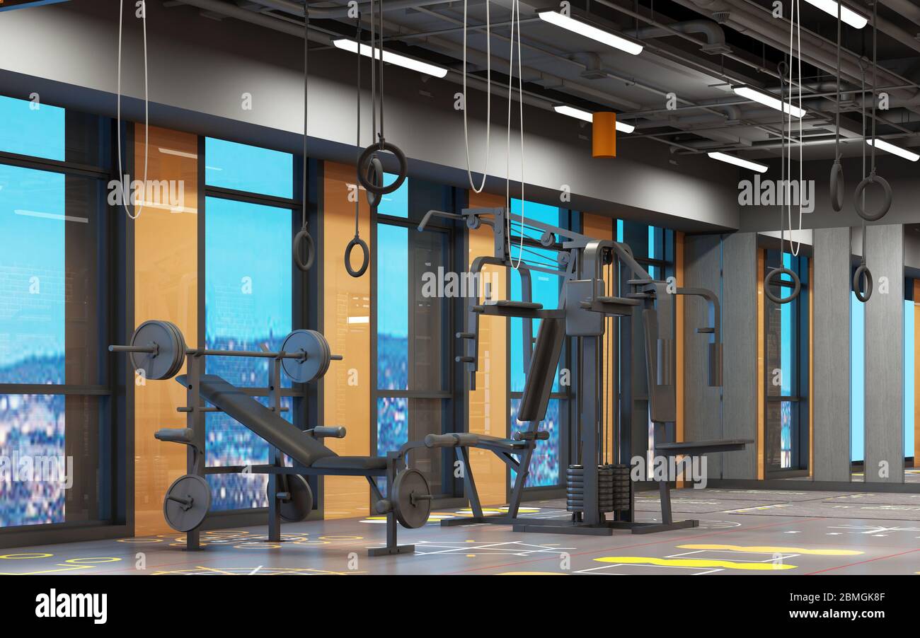 3d rendering modern gym Stock Photo - Alamy