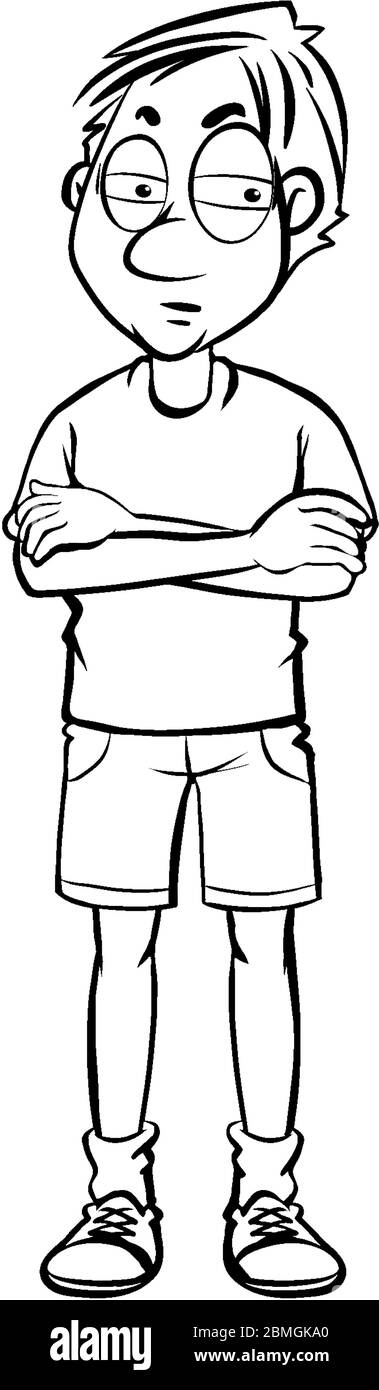 Doodle drawing of man standing on white background illustration Stock ...