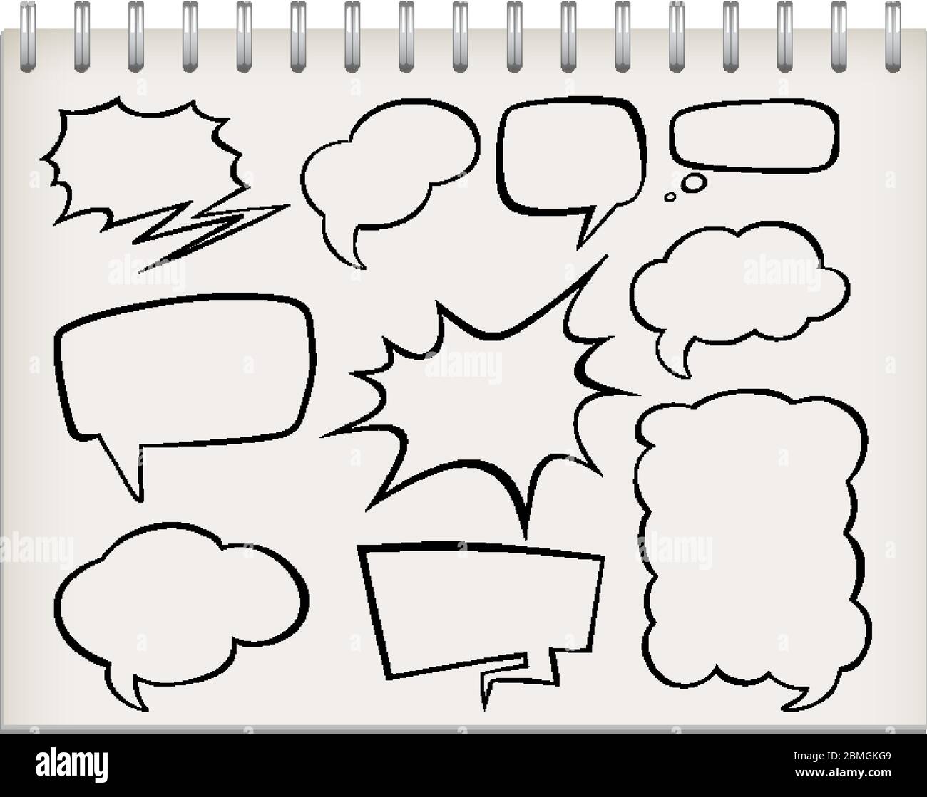 Note with set of speech bubble illustration Stock Vector Image & Art ...