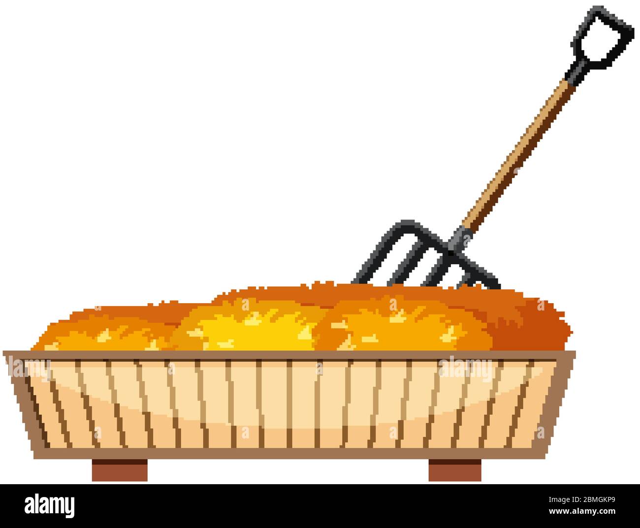 Hay and fork in wooden box illustration Stock Vector Image & Art - Alamy