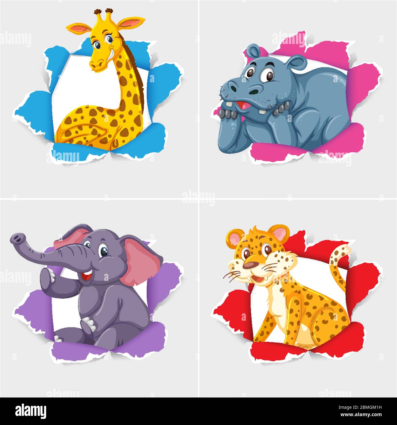 Background template design with wild animals illustration Stock Vector ...