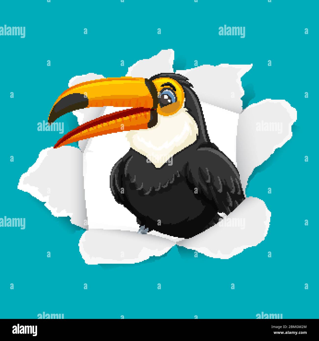 Background template design with wild toucan bird illustration Stock ...