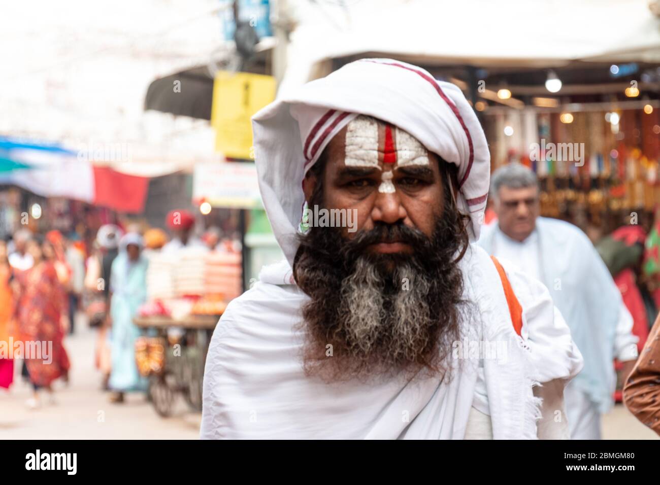Portrait on Indian Sadhu Baba (Indian Monk) on the streets of Pushkar ...