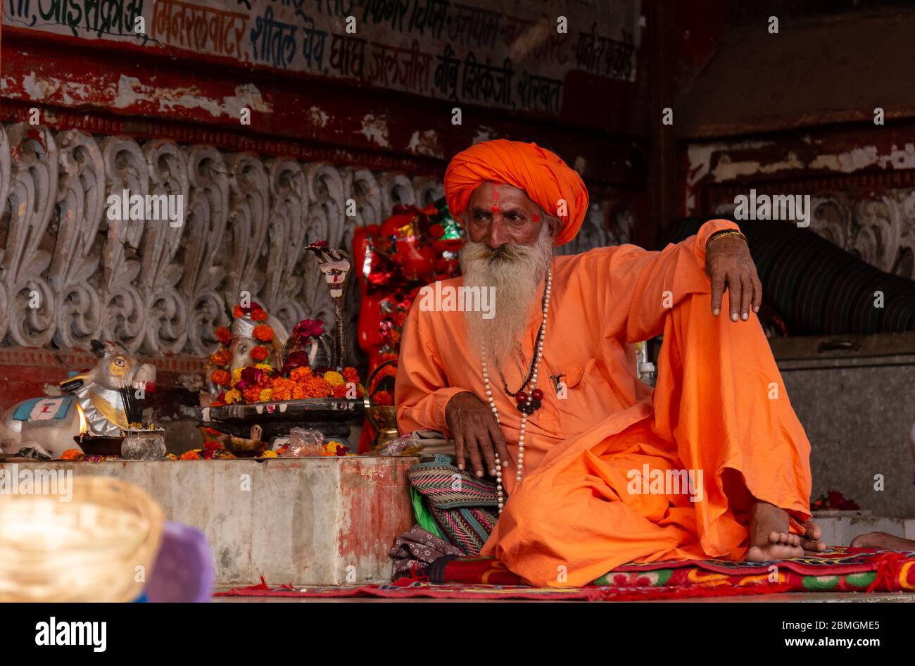 Portrait on Indian Sadhu Baba (Indian Monk) on the streets of Pushkar ...