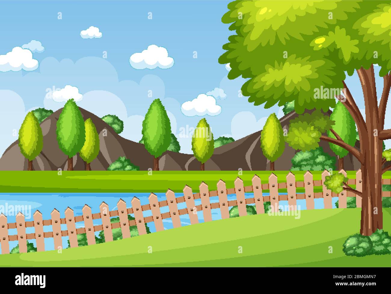 Background scene with river in the park illustration Stock Vector Image ...