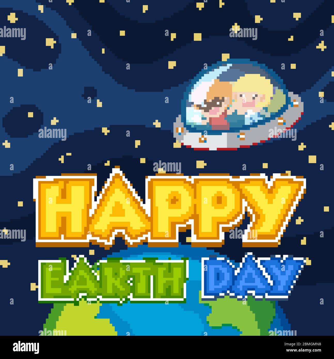 Poster design for happy earth day with kids in the space illustration ...