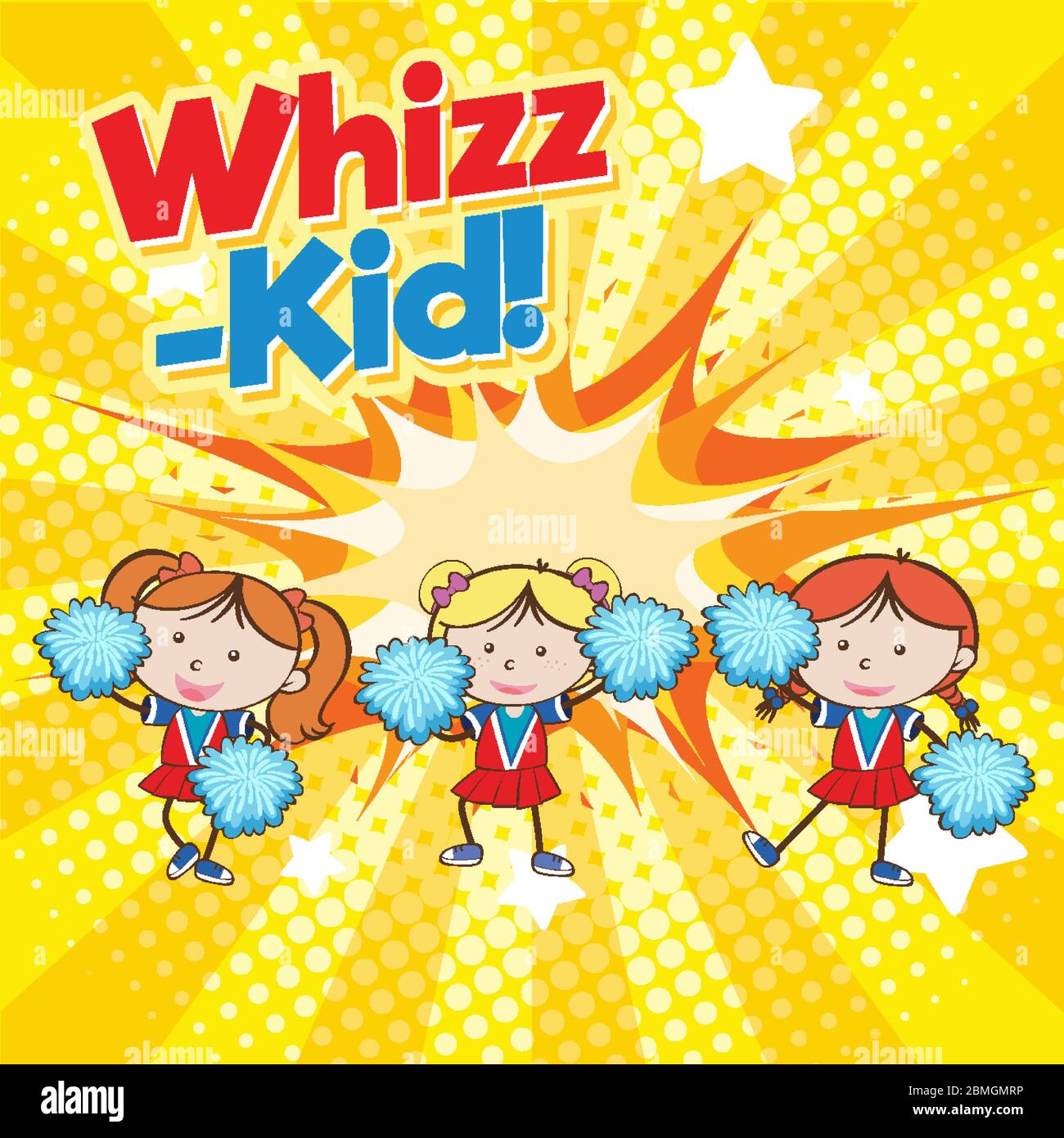 Poster design with cheerleaders and word whizz-kid illustration Stock ...
