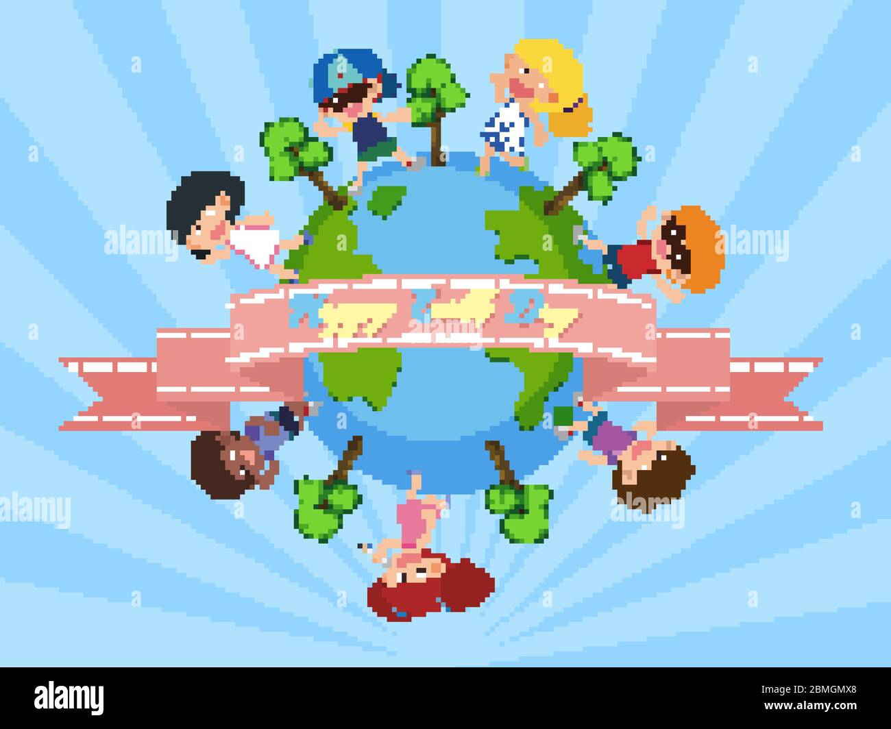 Poster design for happy earth day with happy kids on earth illustration ...