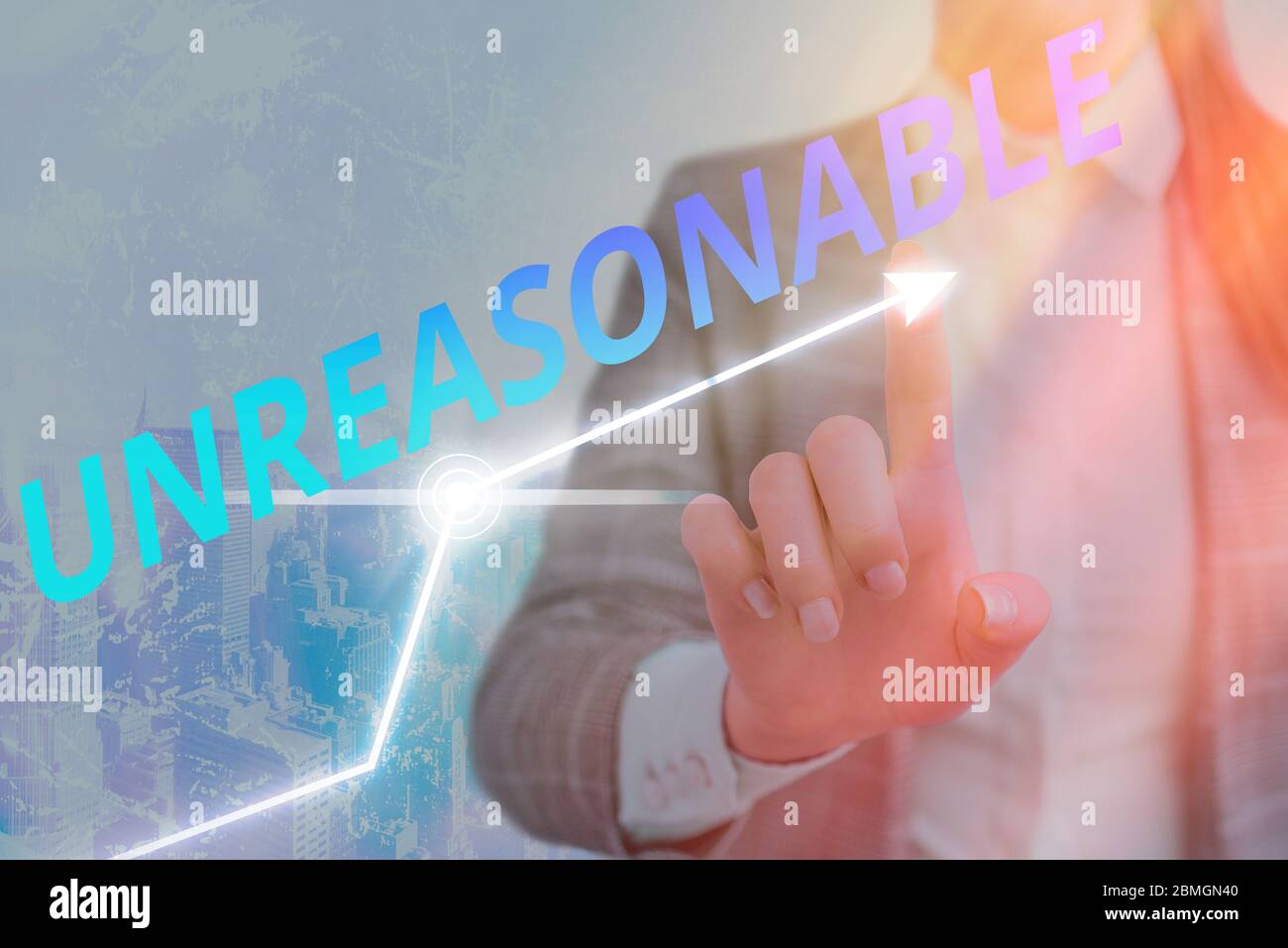 Text sign showing Unreasonable. Business photo text Beyond the limits ...