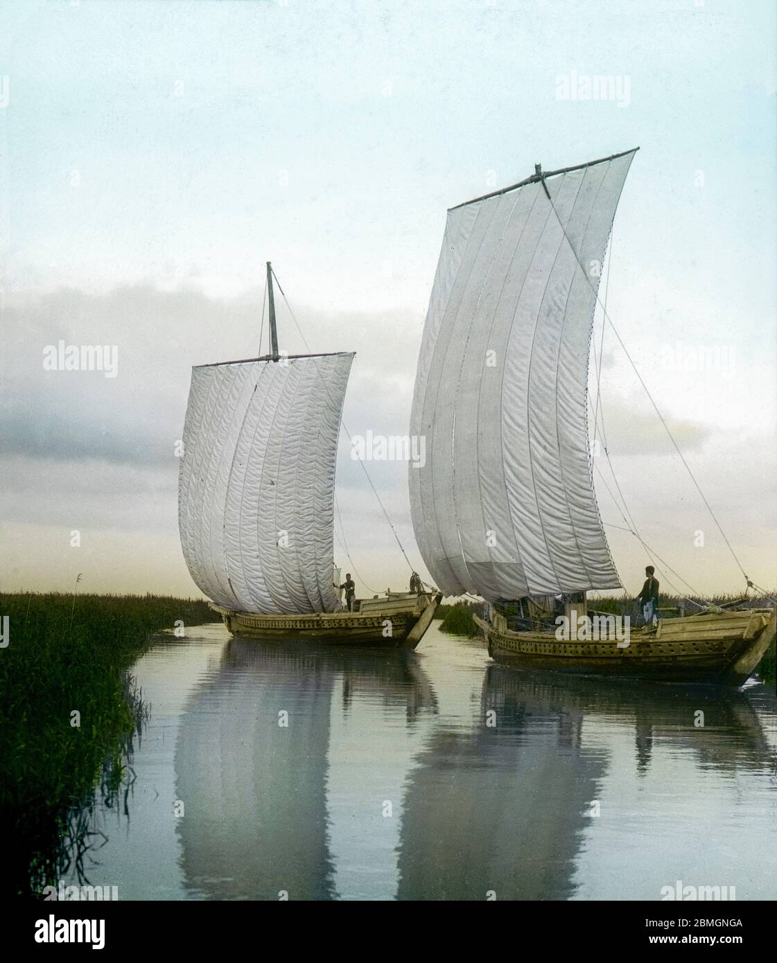 [ 1900s Japan - Japanese Cargo Vessels ] — Two Japanese boats under ...