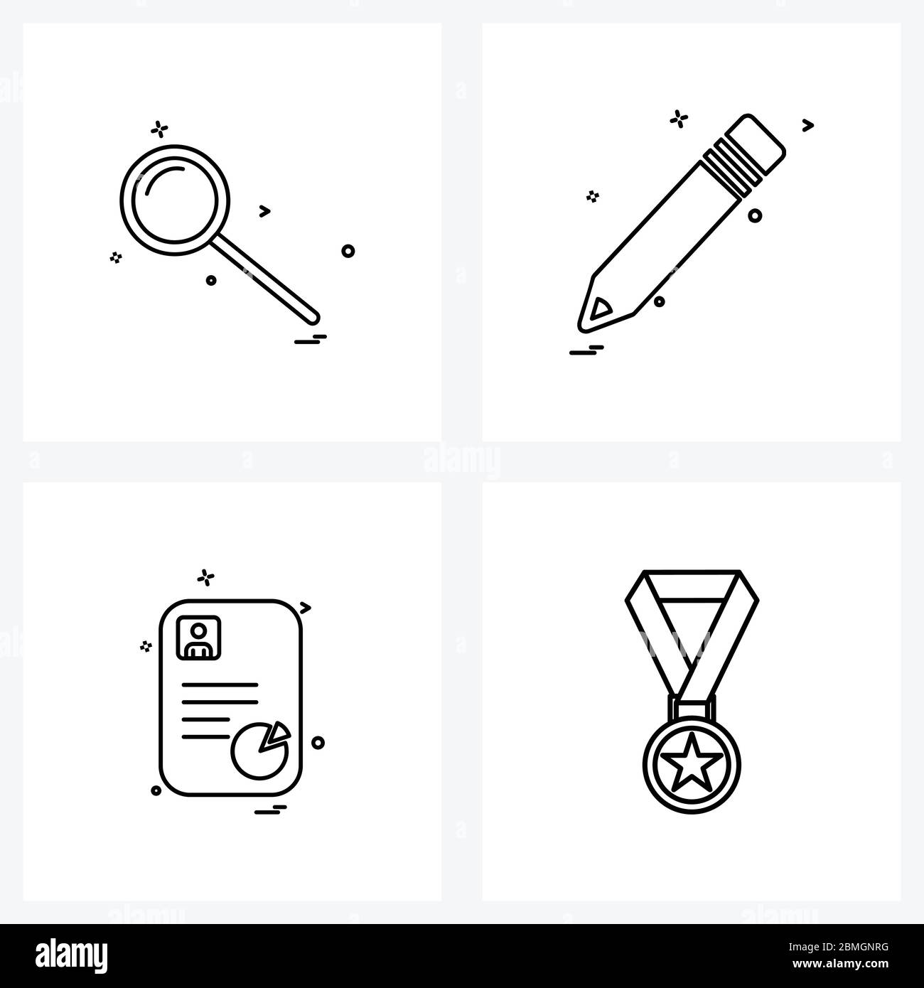 Modern Style Set of 4 line Pictograph Grid based search, chart , user ...