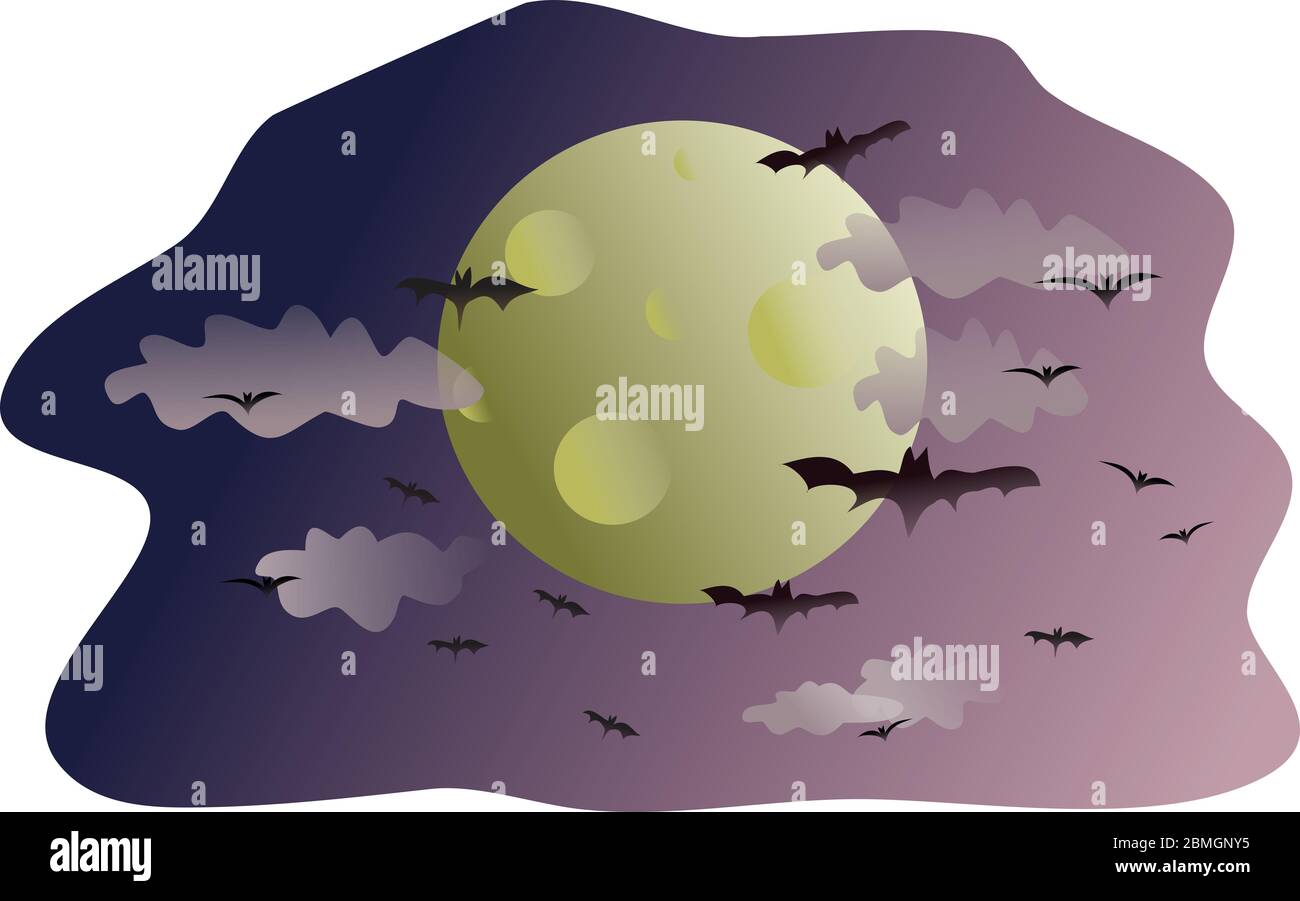 full moon and flying bats Stock Photo - Alamy
