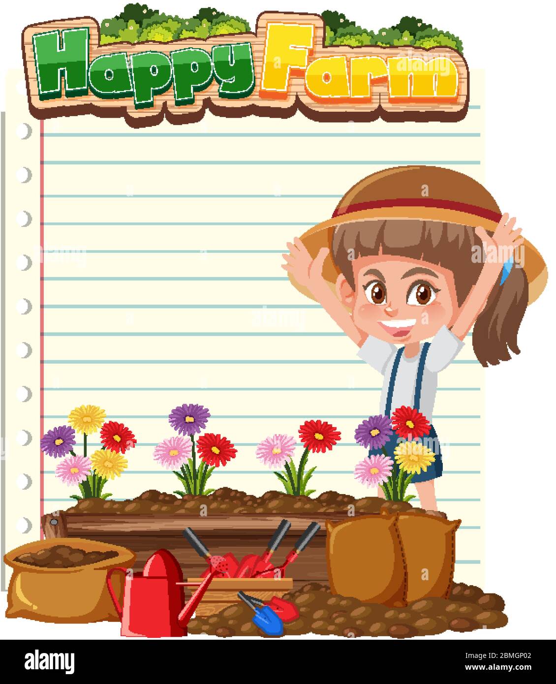 Border frame template with gardening theme background illustration ...