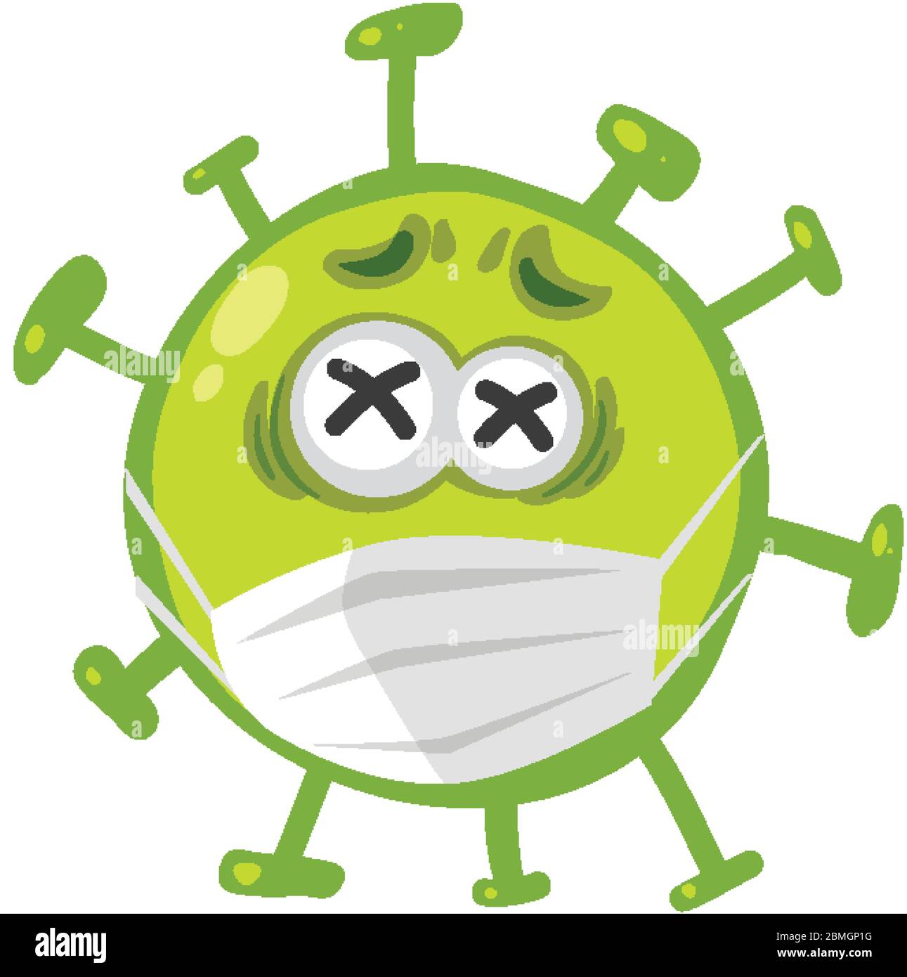 Virus cell with facial expression on white background illustration ...