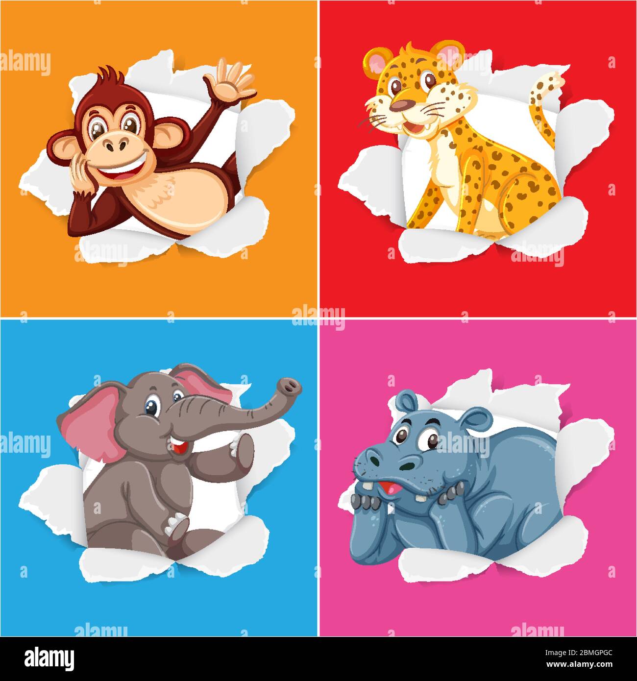 Background template design with wild animals illustration Stock Vector ...