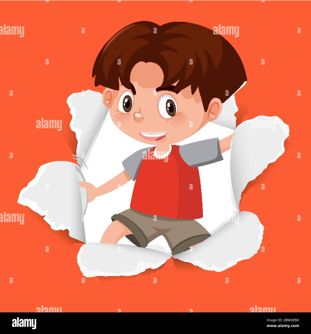 Background template design with happy boy illustration Stock Vector ...