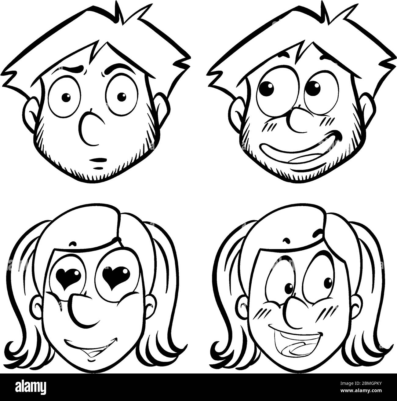 Human faces with different facial expressions illustration Stock Vector ...