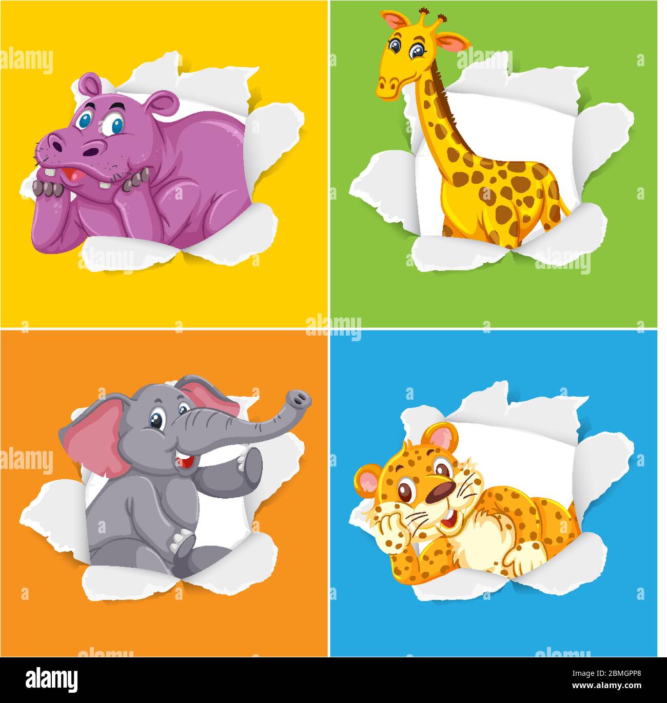 Background template design with wild animals illustration Stock Vector ...