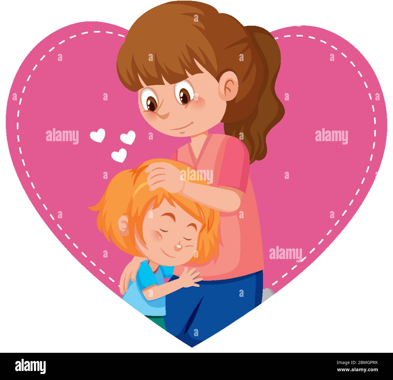Happy mother and daughter in heart background illustration Stock Vector ...