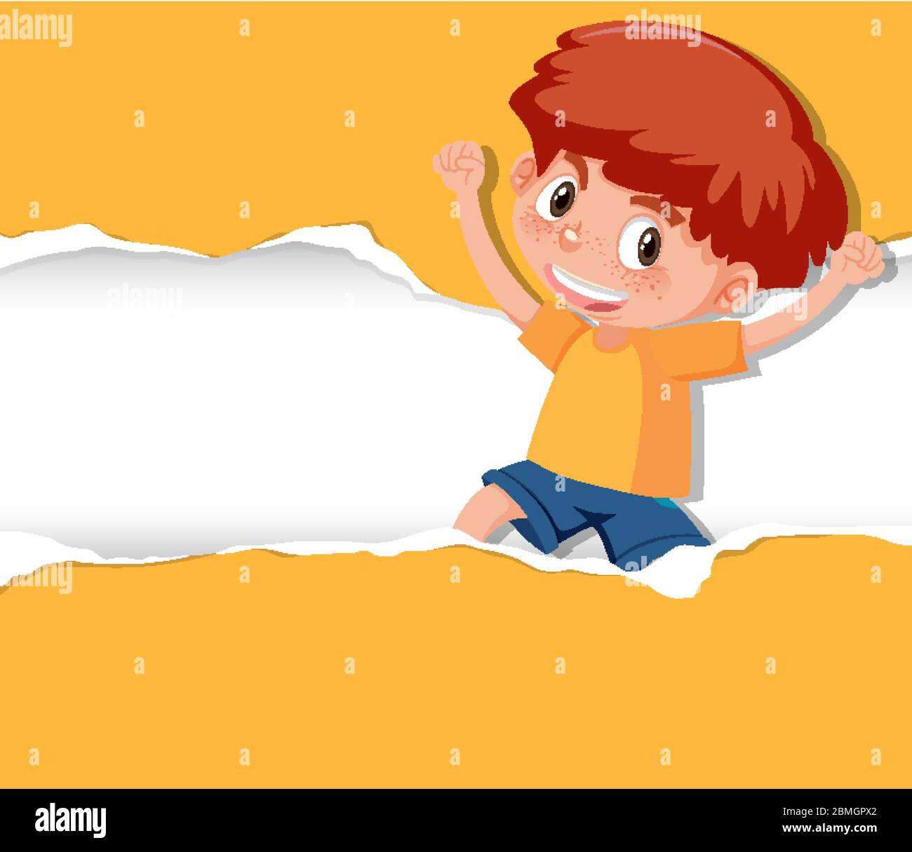 Background template design with happy boy illustration Stock Vector ...