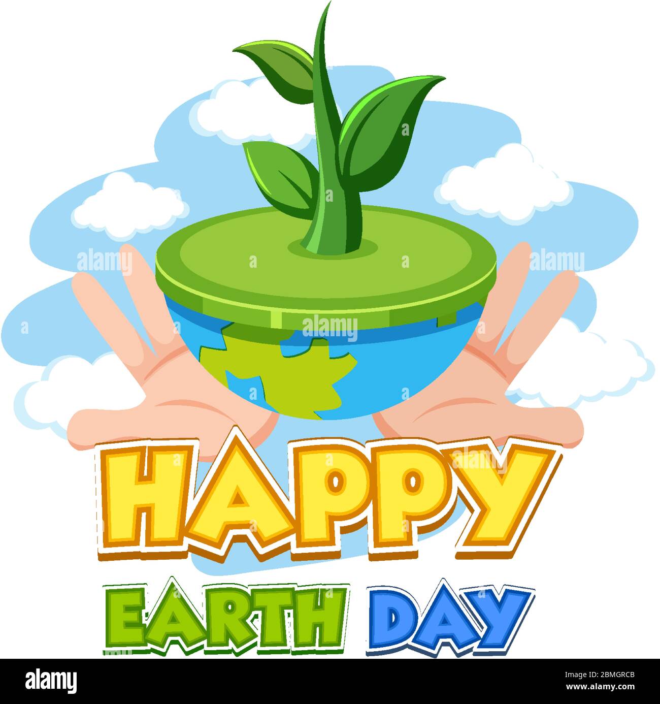 Poster design for happy earth day with green plant on earth ...
