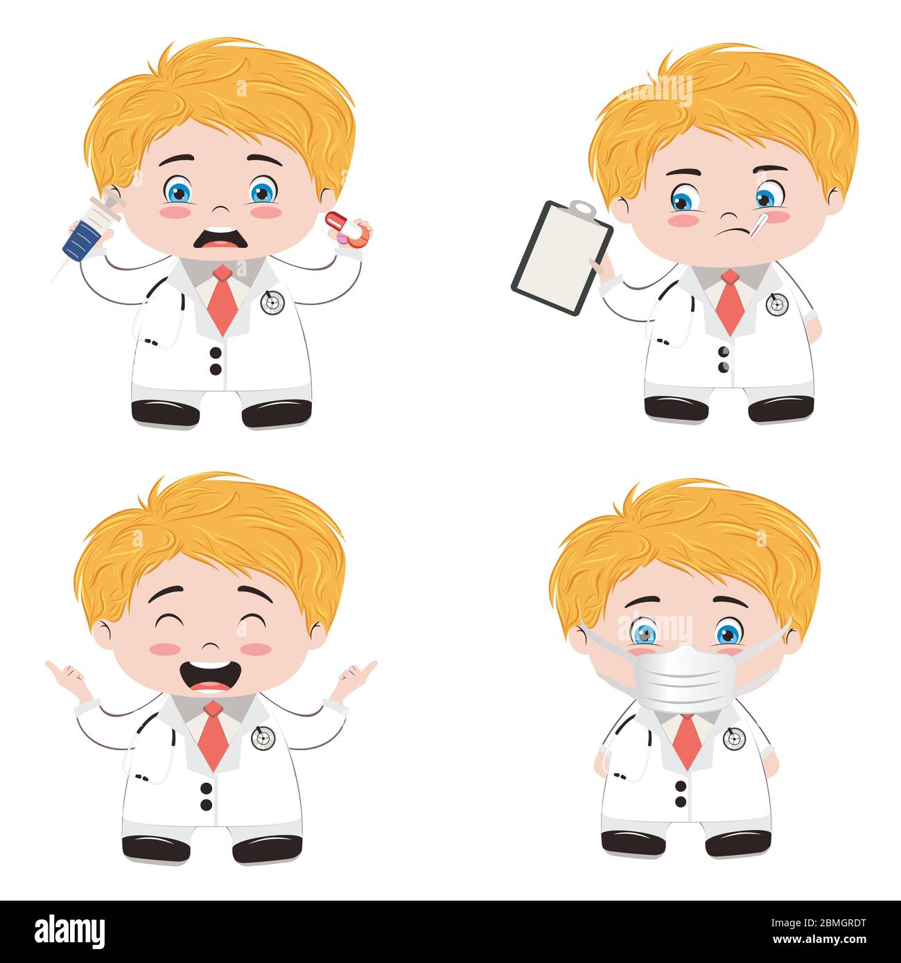 Cute cartoon doctor with medical equipment icons Stock Vector Image ...