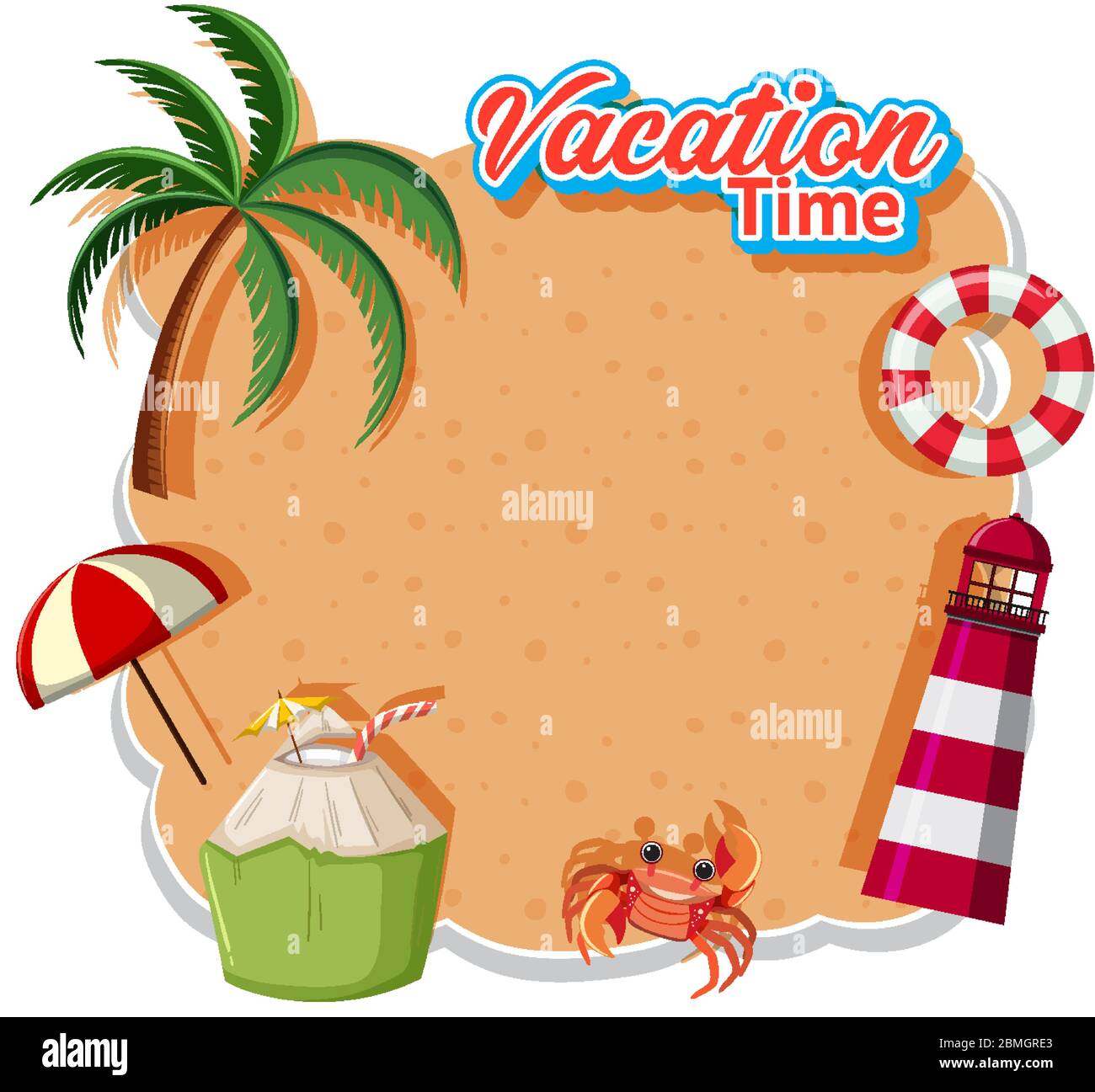 Font design for vacation time and banner template illustration Stock ...