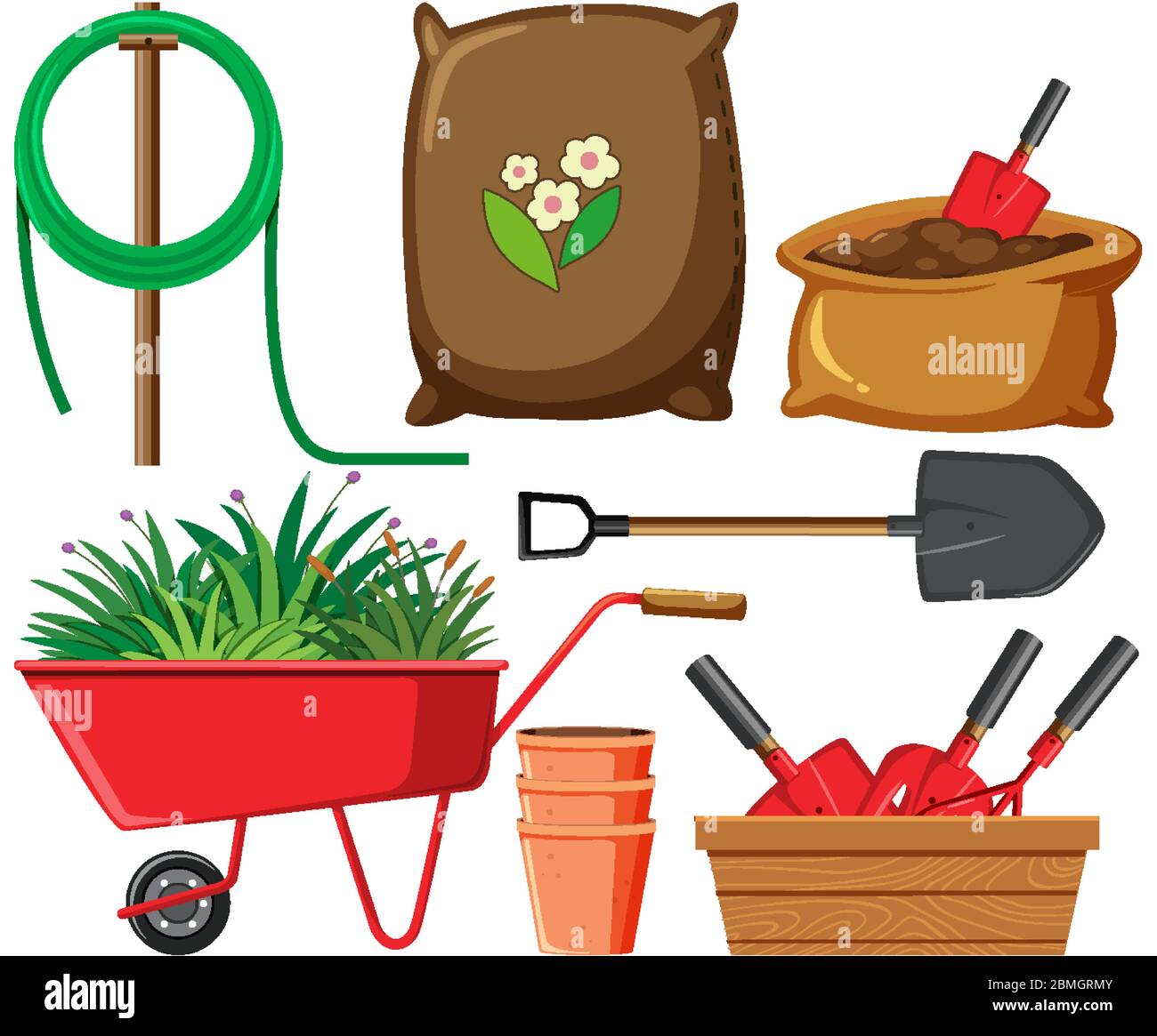 Set of gardening items on white background illustration Stock Vector ...