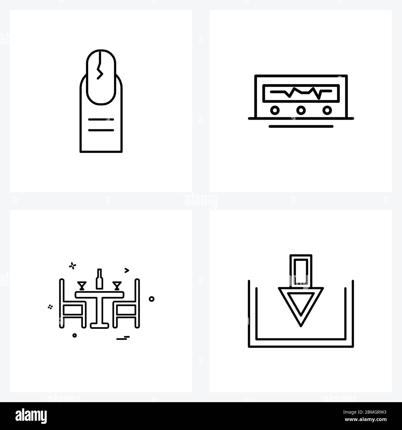4 Editable Vector Line Icons and Modern Symbols of broken, chair ...