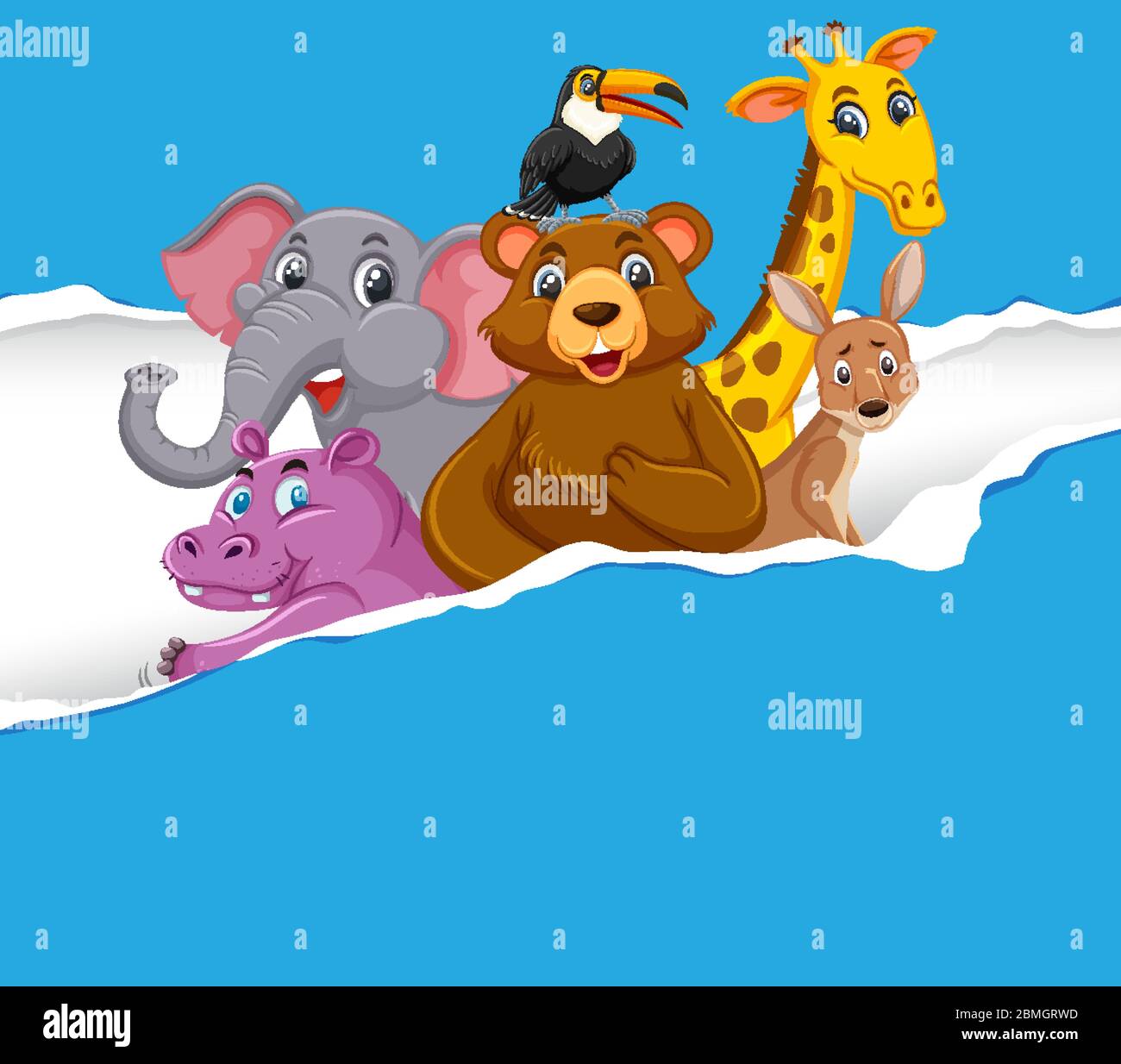 Background template design with wild animals illustration Stock Vector ...