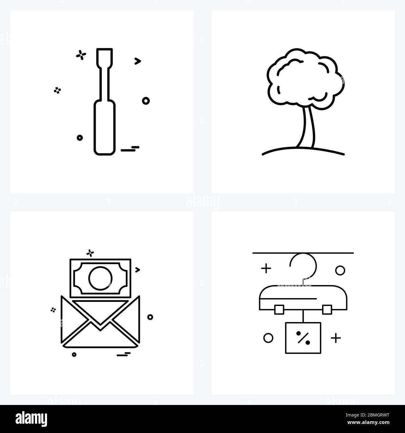 4 Universal Line Icons for Web and Mobile hardware, mail, tree, email ...