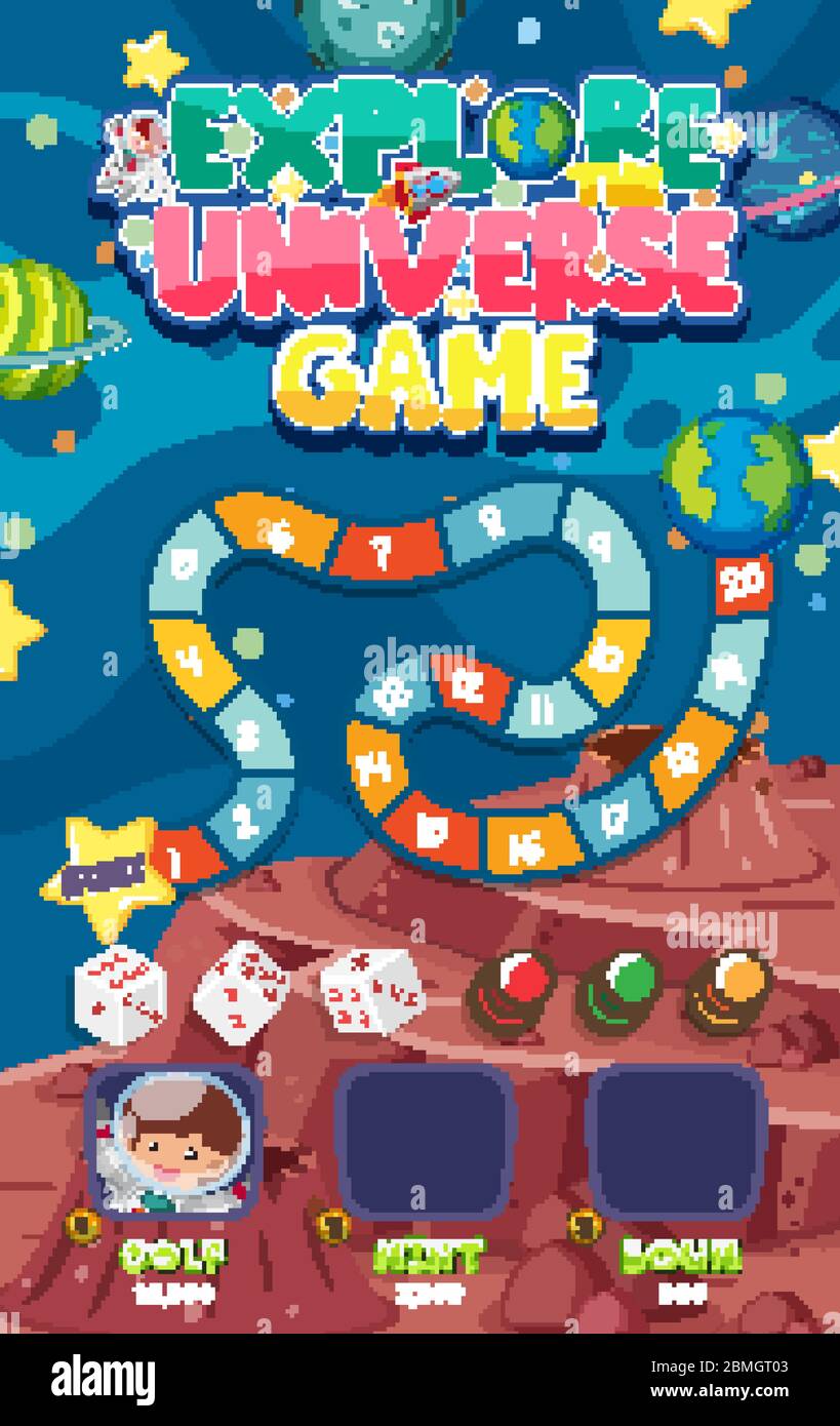 Game template with many planets in the space background illustration ...