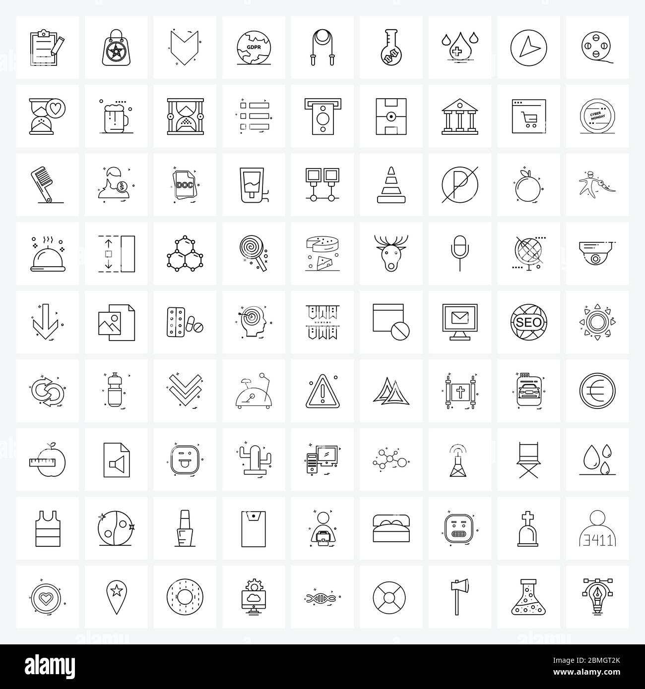 Stock Vector Icon Set of 81 Line Symbols for jumping rope, online ...