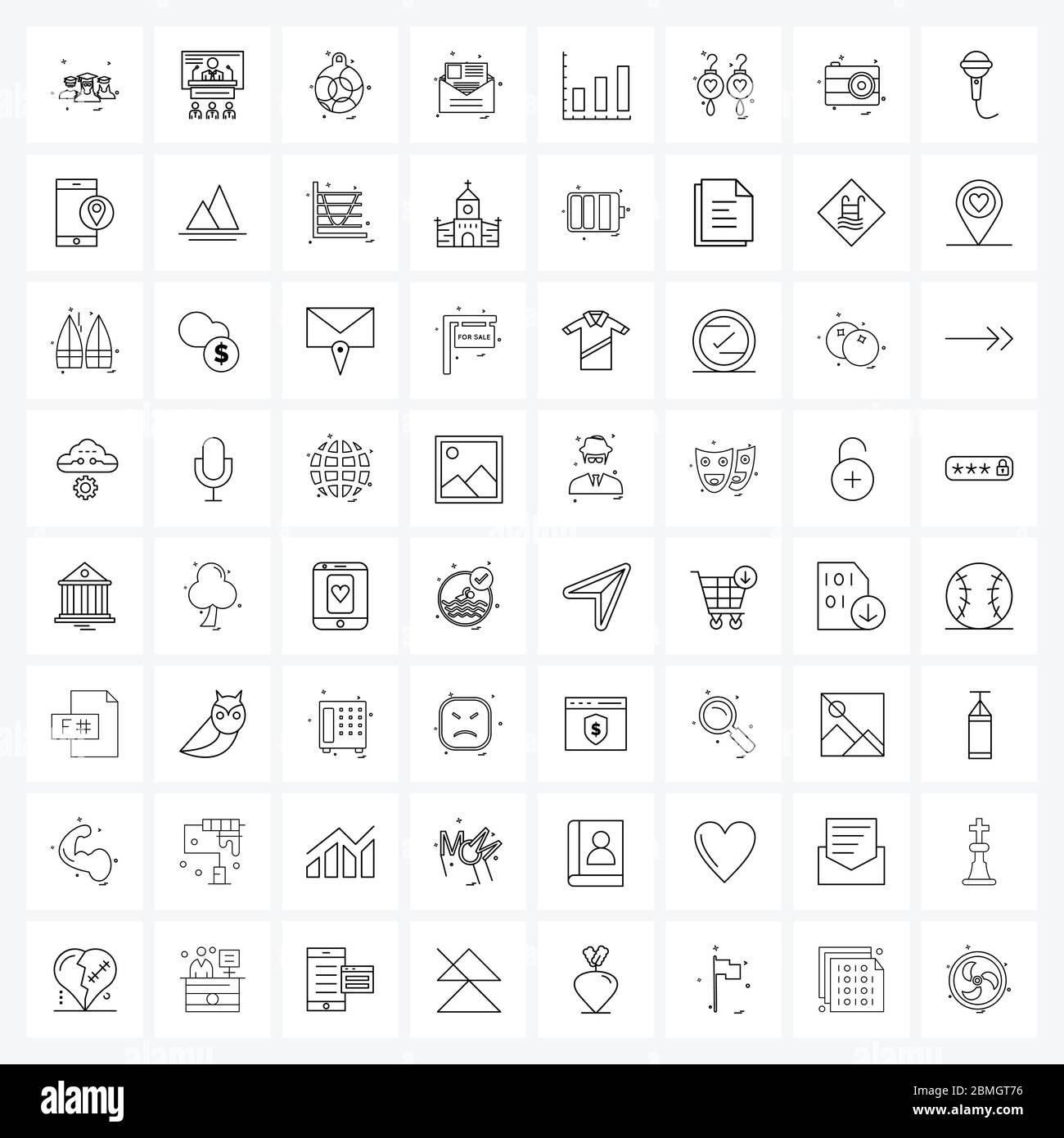 64 Universal Line Icons for Web and Mobile banking, document, Christmas ...