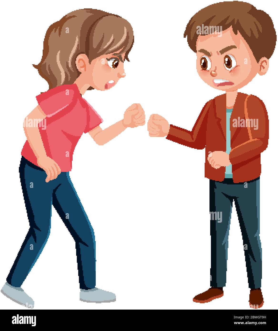 Domestic violence scene with man and woman fighting illustration Stock ...