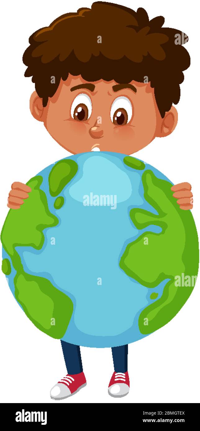 Poster design for happy earth day with boy and globe illustration Stock ...