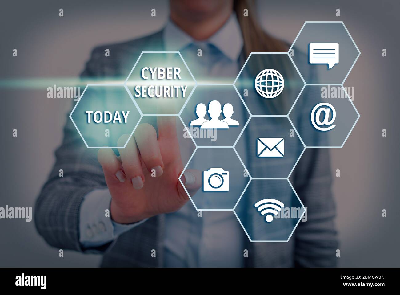 Text sign showing Cyber Security. Business photo text Protect a computer system against ...